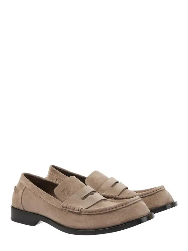 Loewe Suede Penny Loafers - Brown