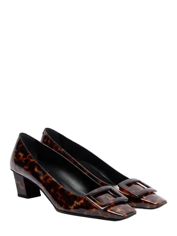 ROGER VIVIER Belle Vivier Printed Patent Leather Pumps - Brown
