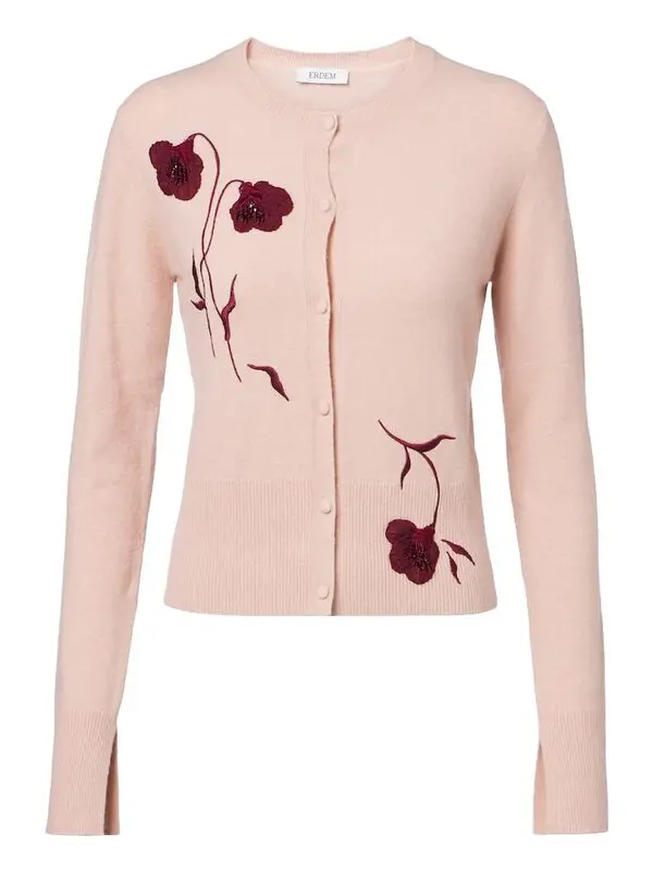 Erdem Floral Appliqué Cardigan - Pink