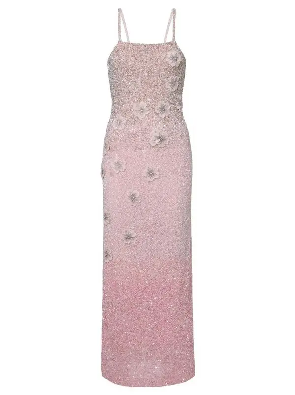 LA FUORI Embellished Floral-appliqué Gown - Pink