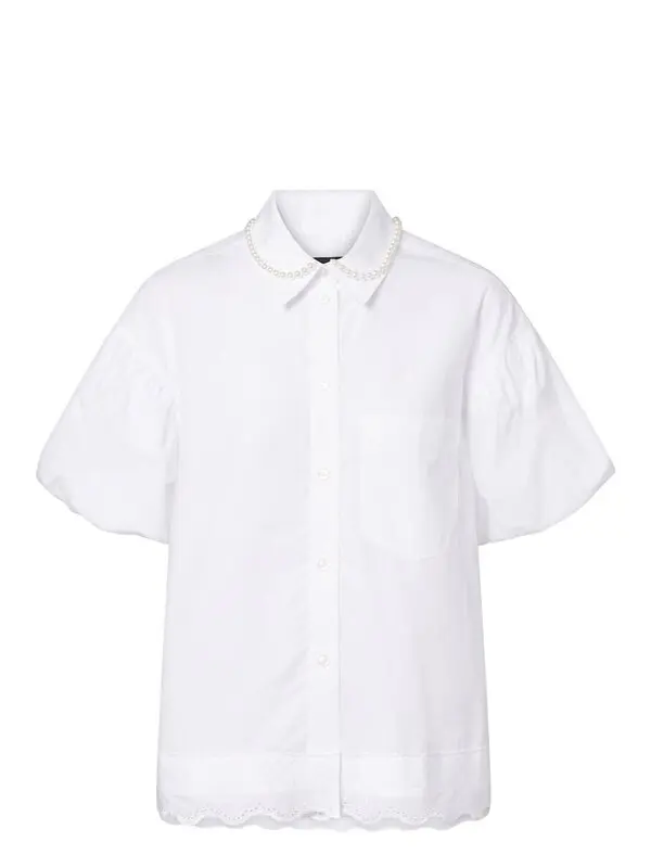 Simone Rocha Embellished Scalloped Cotton Shirt - White