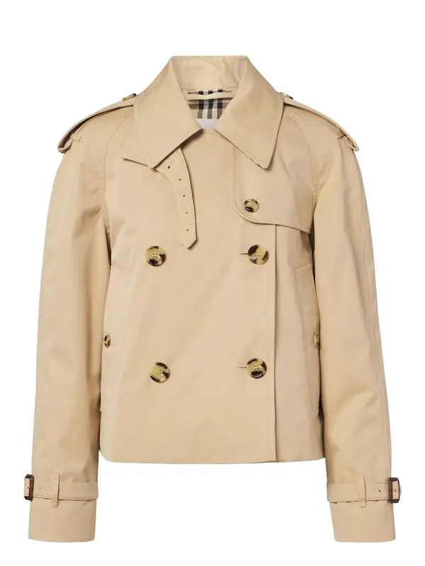 Burberry Double-breasted Cotton Gabardine Jacket - Beige