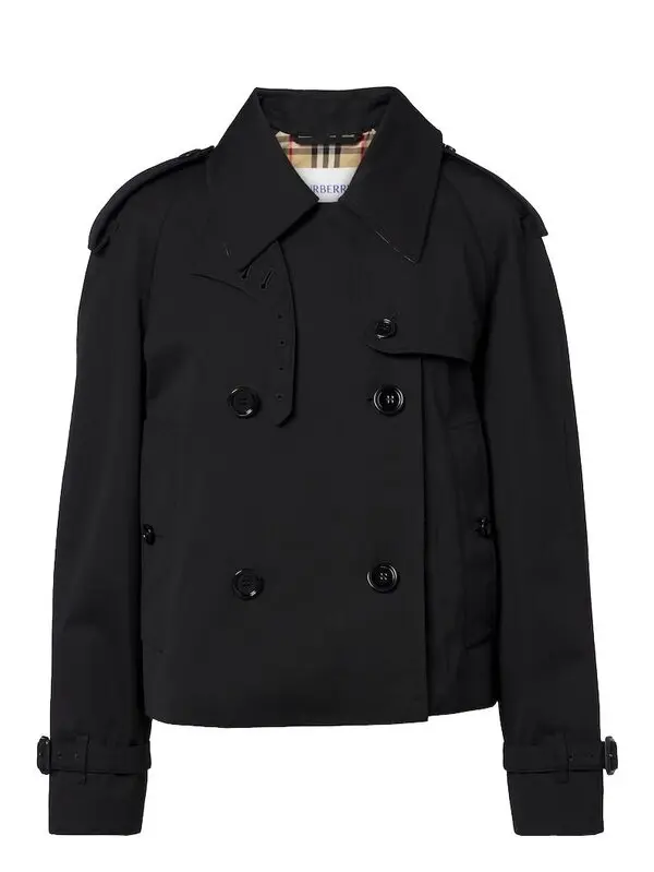 Burberry Double-breasted Cotton Gabardine Jacket - Black