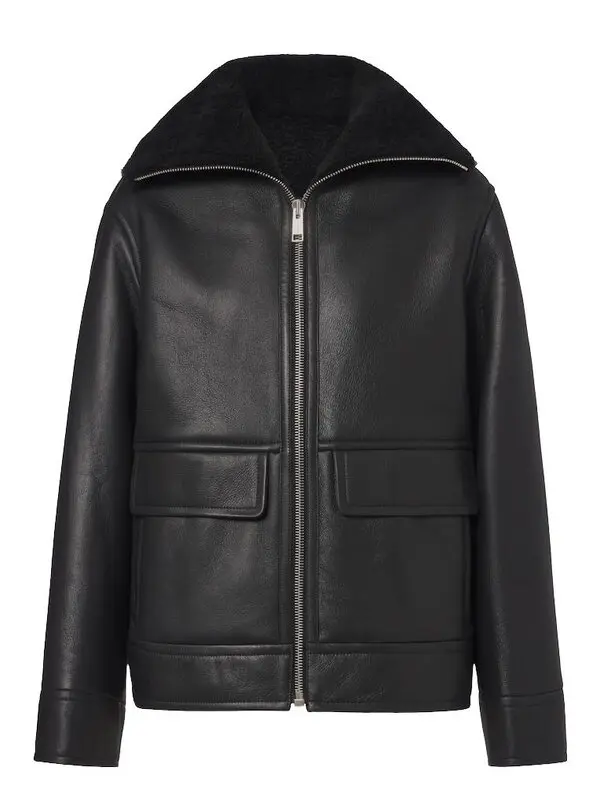 YVES SALOMON Shearling-lined Leather Jacket - Black