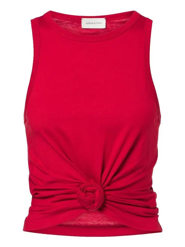 Magda Butrym Cropped Cotton-blend Top - Red