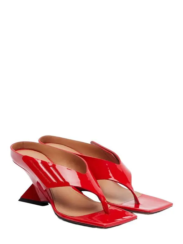 Attico Cheope Patent Leather Thong Sandals - Red