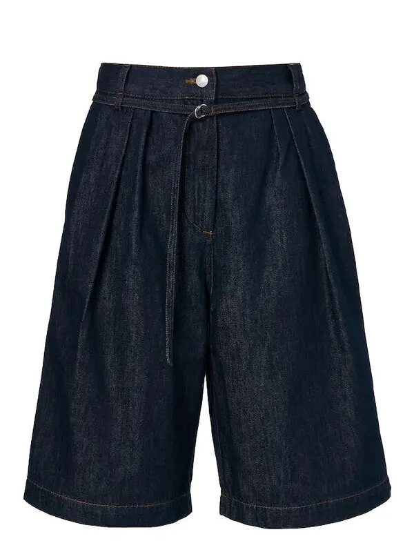 Dries Van Noten Belted Denim Shorts - Blue