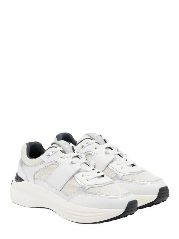 TOD'S Leather And Suede Trimmed Sneakers - White