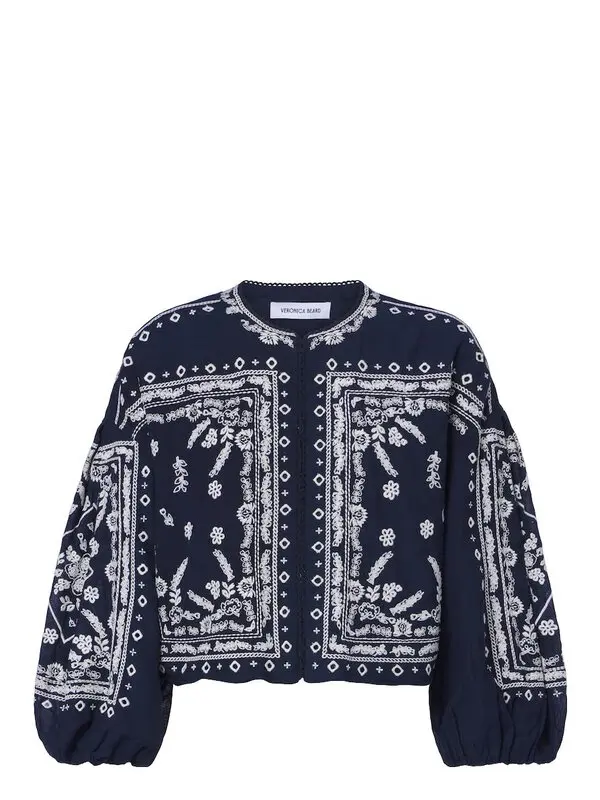 Veronica Beard Drake Embroidered Cotton-blend Jacket - Blue