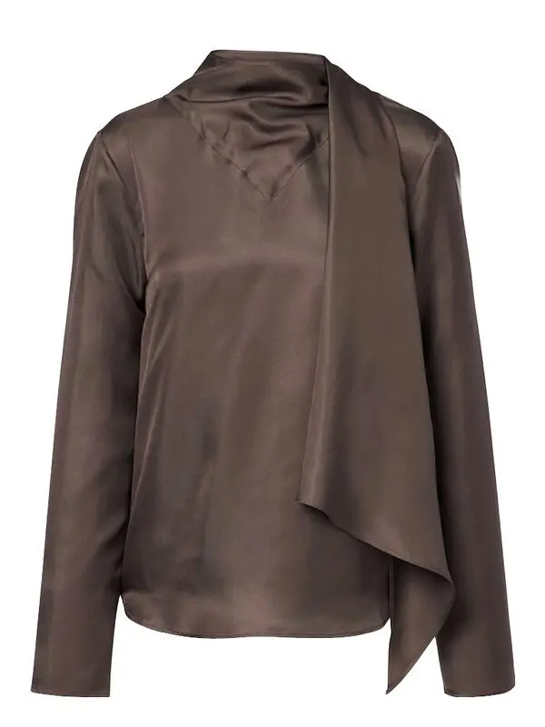 Loulou De Saison Gala Scarf Detail Silk Blouse - Brown