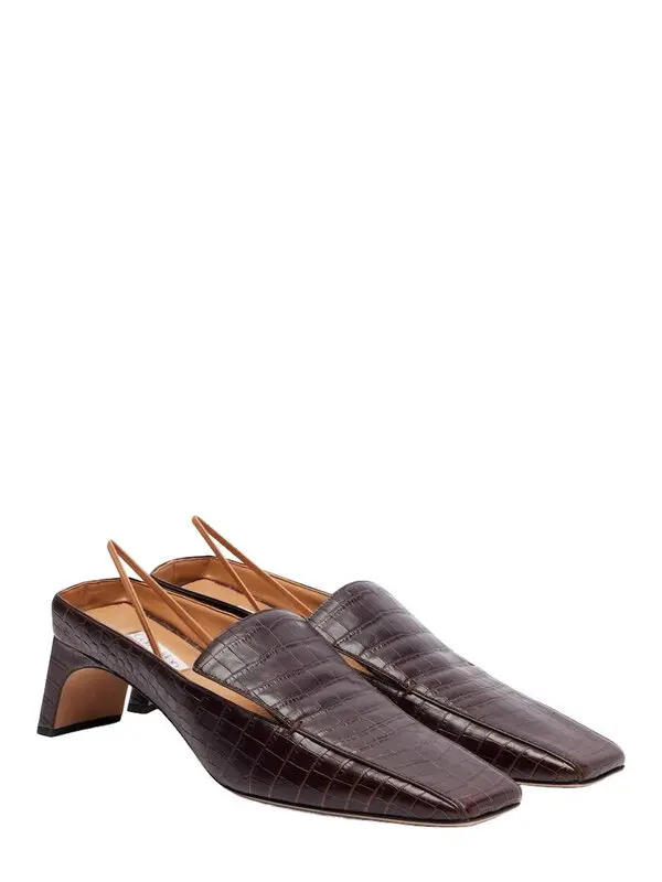 Calvin Klein Croc-effect Leather Slingback Pumps - Brown