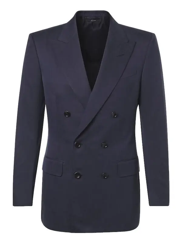 TOM FORD Double-breasted Silk Blazer - Blue