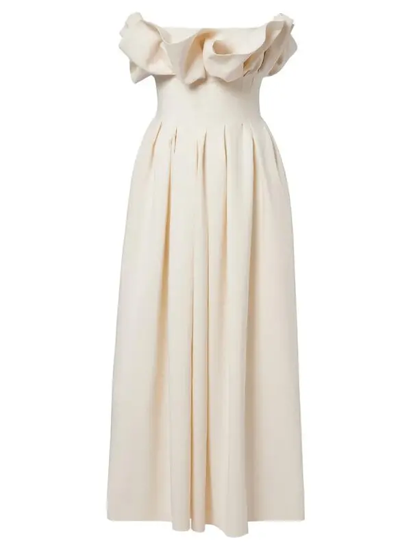 Khaite Claude Draped Bustier Dress - White