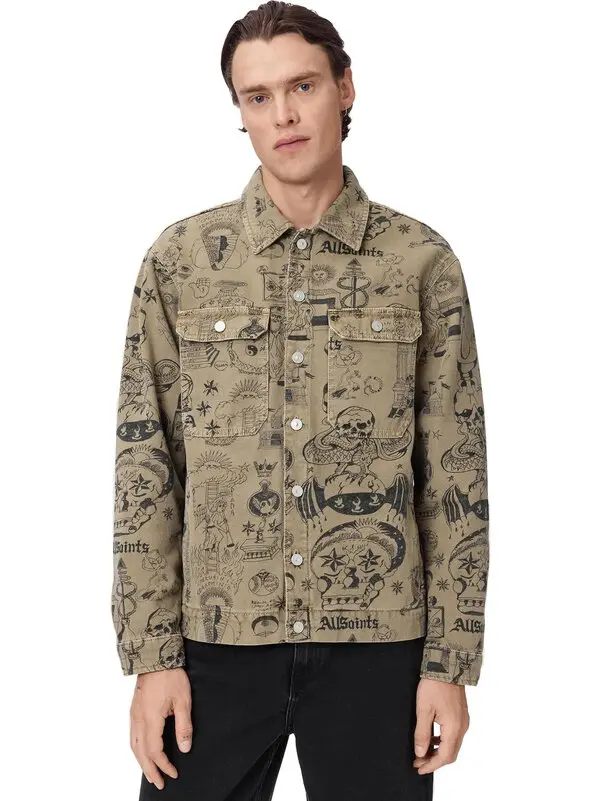 ALLSAINTS Sherb Printed Canvas Shacket - Brown