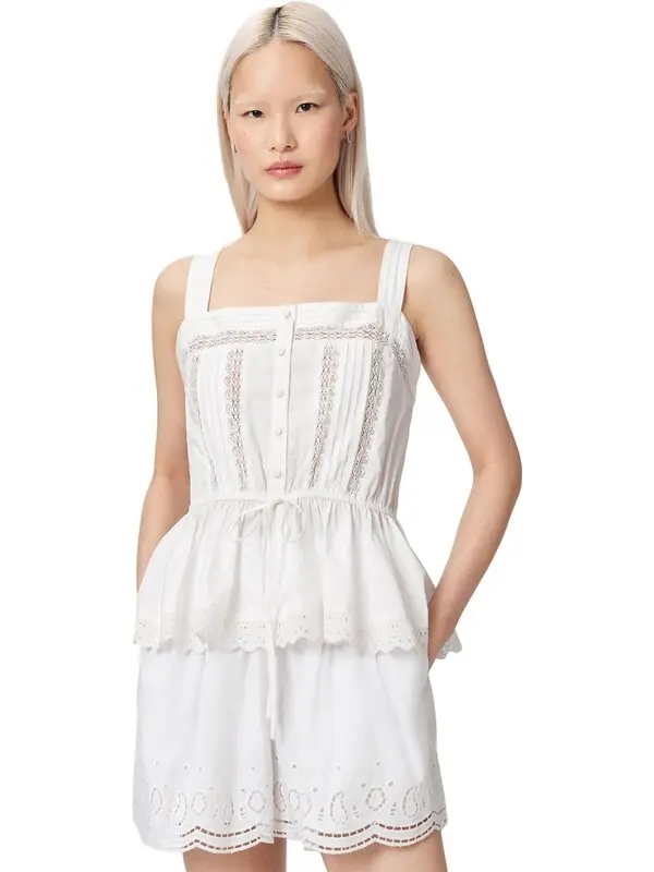ALLSAINTS Gwen Lace Boxy Top - White