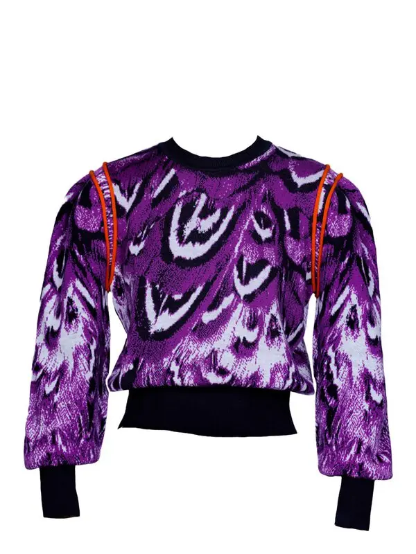 ESSIEN & EMRE Levia Merino Wool Knitted Pattern Jumper - Purple