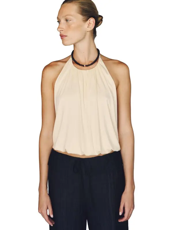 REFORMATION Alexis Knit Halter Top - Ivory