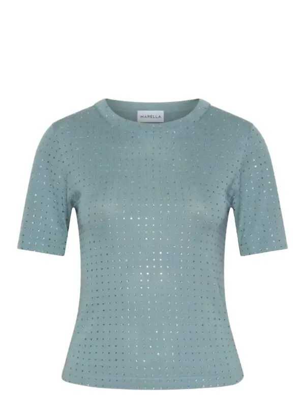 Marella Embellished Short Sleeve Top - Blue