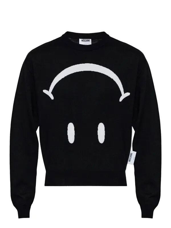 Moschino Smiley Face Knit Sweater - Black