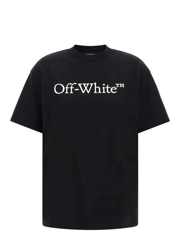 Off-White Bookish Regular" Cotton Logo T-shirt - Black