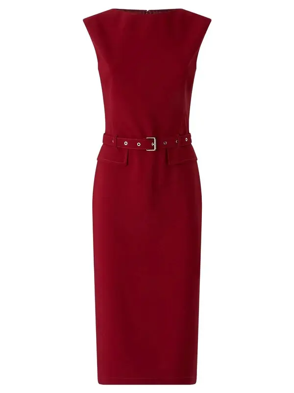 Pinko Acalypha Midi Dress With Belt Detail - Red