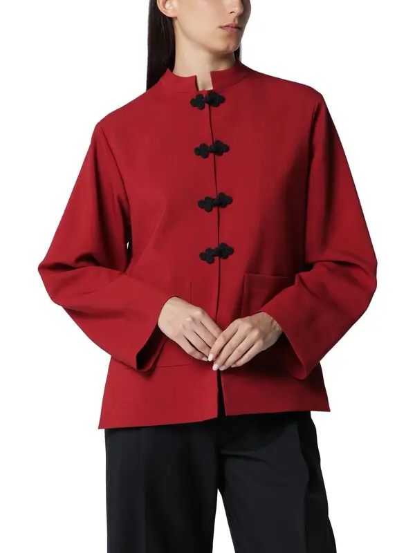 RÓHE Carmine Wool Jacket With Pankou Closure - Red