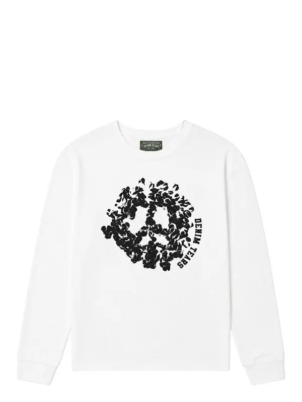 DENIM TEARS Peace Wreath Long Sleeve Tee Shirt - White/black