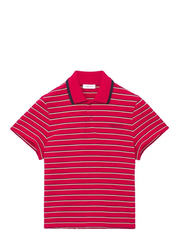Alexander McQueen Striped Polo Shirt - Red
