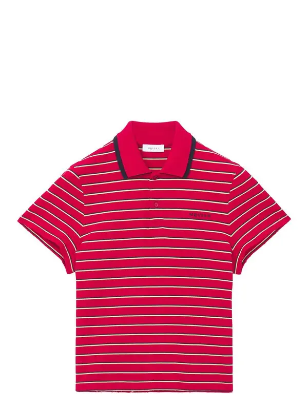 Alexander McQueen Striped Polo Shirt - Red