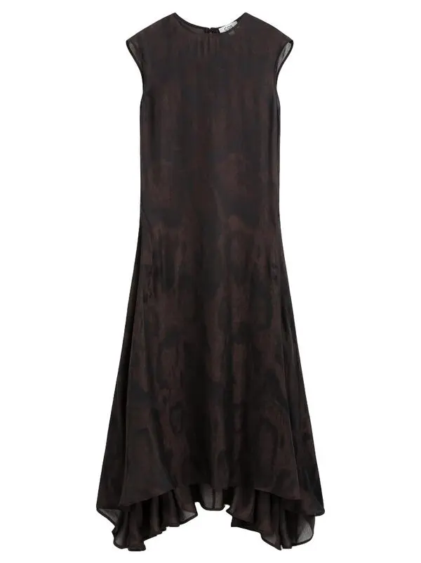 Cos Animal-jacquard Midi Dress - Brown