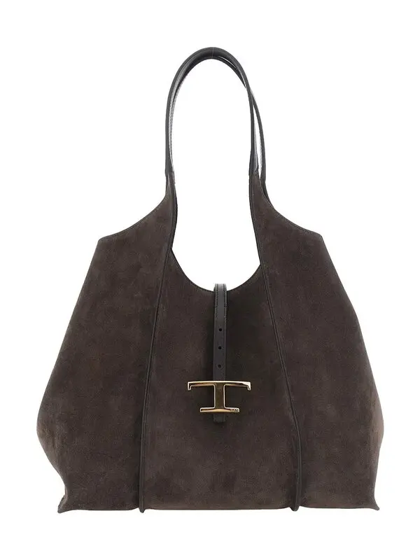 TOD'S Suede Shoulder Bag With T Plaque - Multicolor