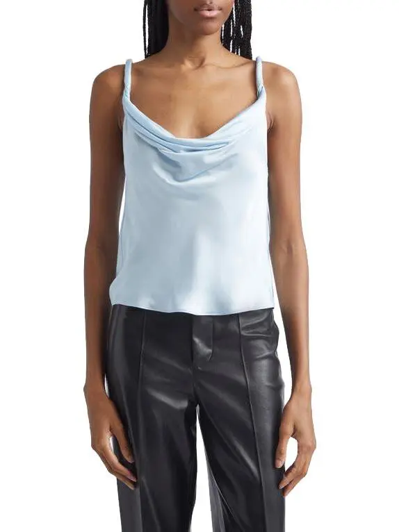 Alice + Olivia Monique Twist Strap Satin Camisole - Blue Breeze