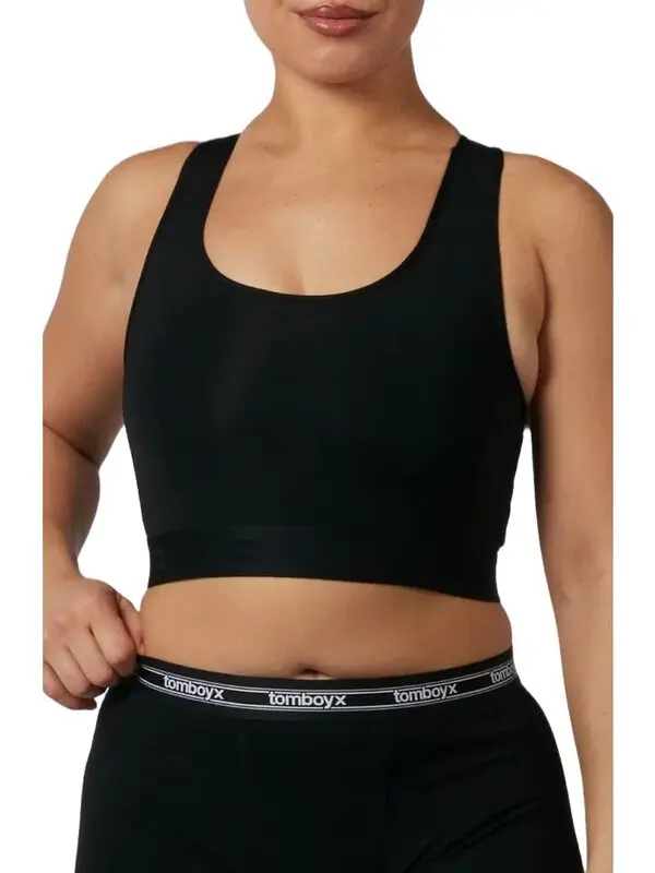 TOMBOYX Compression Racerback Crop Top - Black