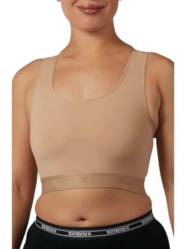 TOMBOYX Compression Racerback Crop Top - Chai