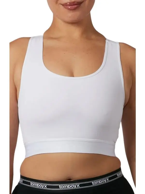 TOMBOYX Compression Racerback Crop Top - White