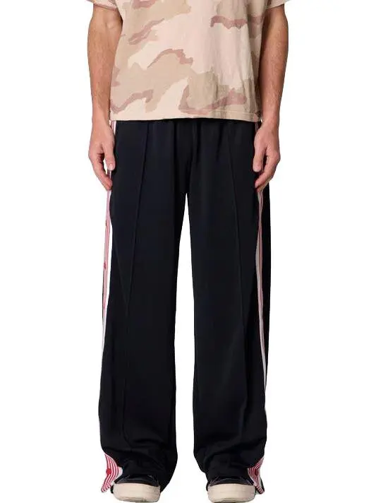 Mnml Side Snap Striped Track Pants - Black