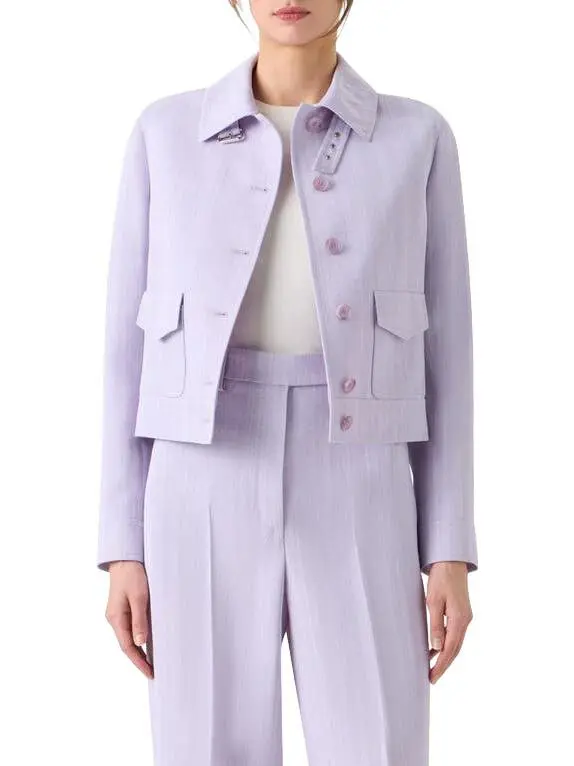 Akris Mélange Twill Jacket With Buckle Detail - Malva
