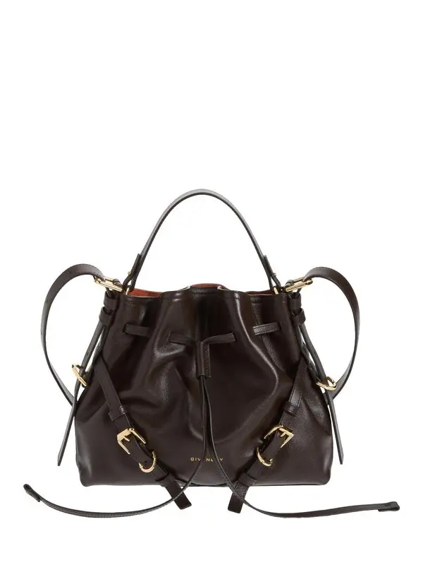 Givenchy Small Voyou Leather Bucket Bag - Chocolate