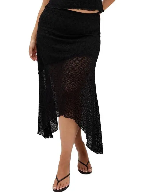 City Chic Lace Maxi Skirt - Black