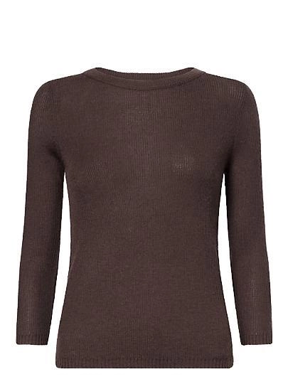 Vince 3/4 Sleeve Boat-neck Cashmere And Silk Blend Jumper - Iron