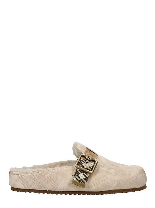 Burberry Suede Clog Mules - Beige