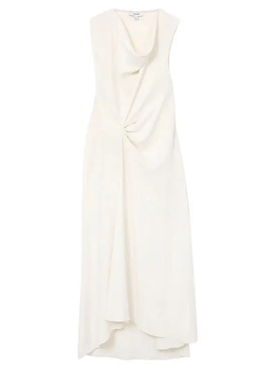 REISS Dorota Draped Cowl Neck Midi Dress - Ivory