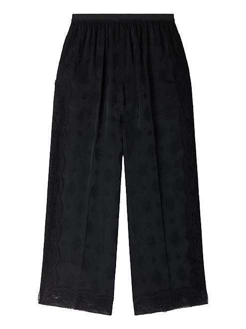 Sandro Cropped Jacquard-pattern Woven Trousers - Black