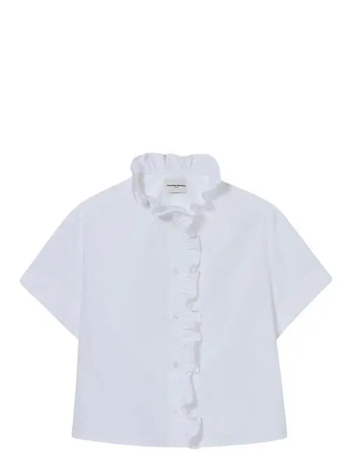 Claudie Pierlot Ruffled Cotton Poplin Shirt - White