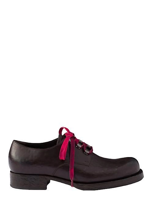 Prada Antiqued Leather Lace-up Shoes - Brown