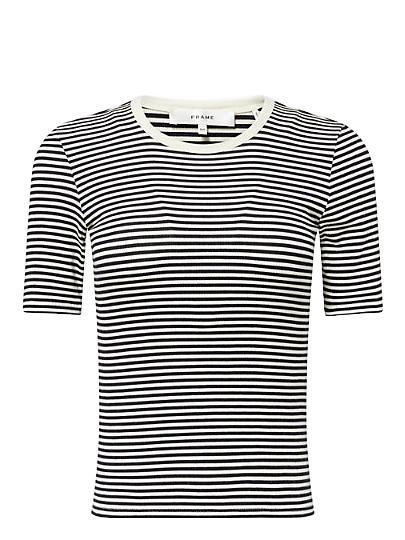 FRAME Fine Rib Knit T-shirt - Cream Multi