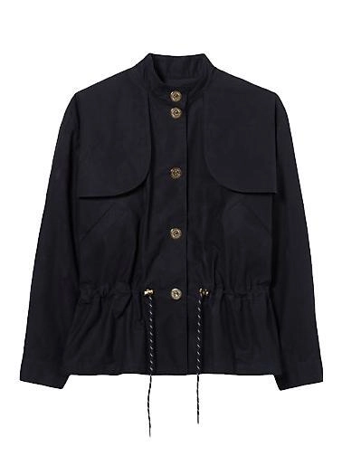 Claudie Pierlot High-neck Waxed Gabardine Jacket - Navy