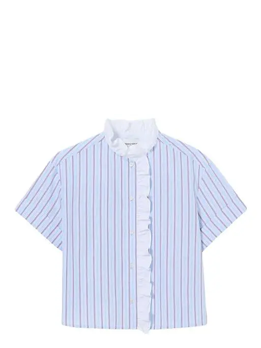 Claudie Pierlot Striped Ruffled Cotton-poplin Shirt - Multicolored