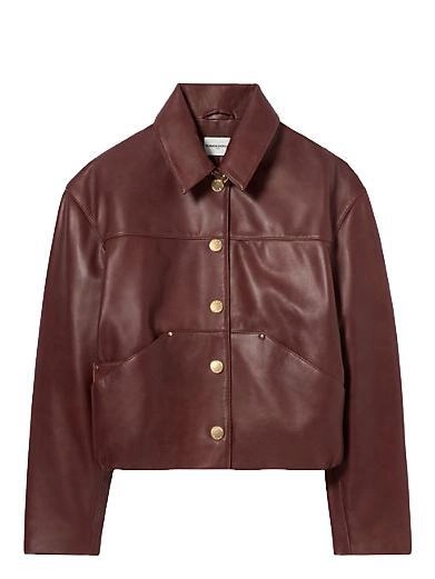 Claudie Pierlot Cropped High-neck Leather Jacket - Caramel