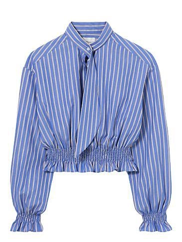 Claudie Pierlot Striped Tie Neck Cotton Poplin Shirt - Multicolored